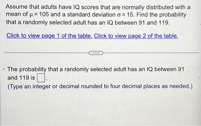 Assume that adults have IQ scores that are normally | Chegg.com