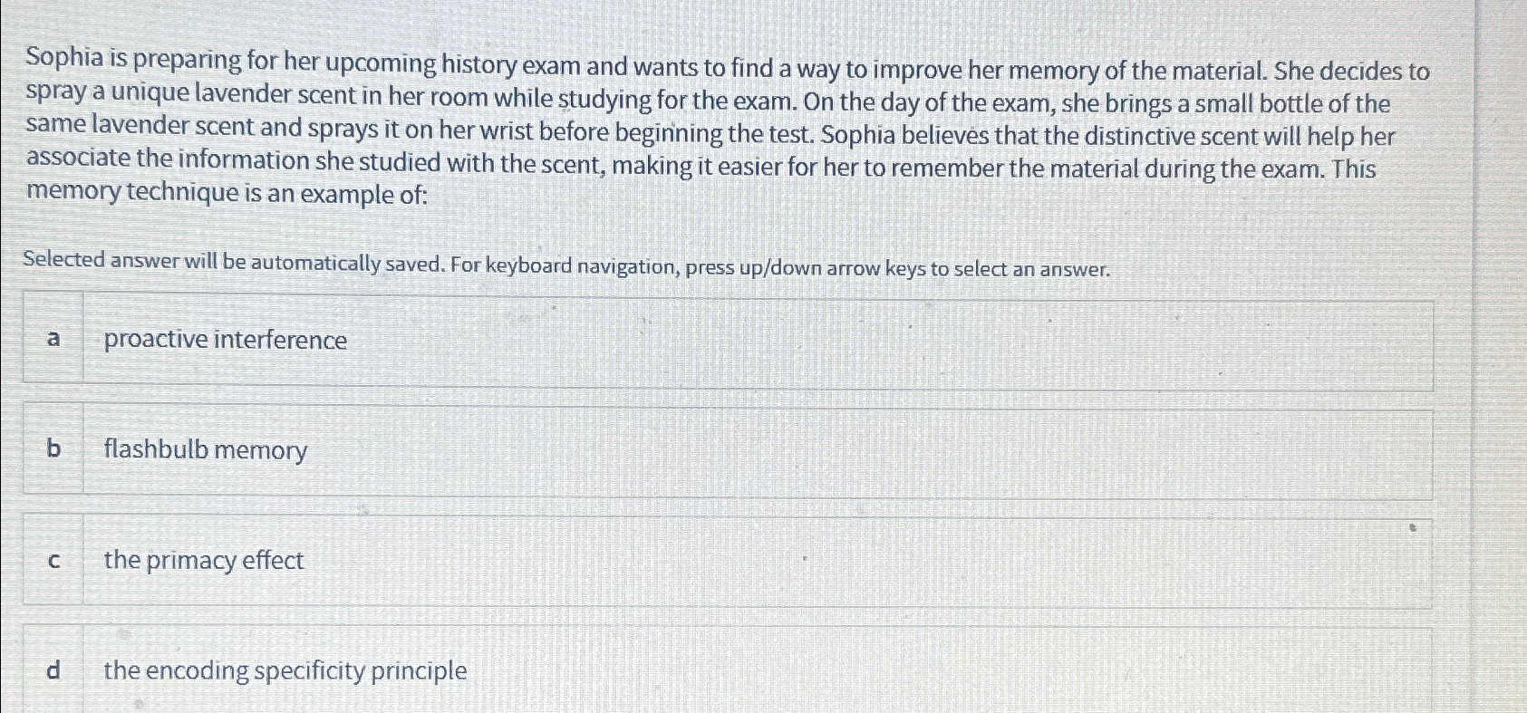 Solved Sophia is preparing for her upcoming history exam and | Chegg.com