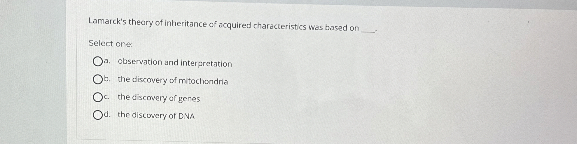 Solved Lamarck's theory of inheritance of acquired | Chegg.com