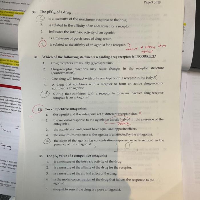 Solved 34 The Log Dose Response Curve Of Drug A Is Located