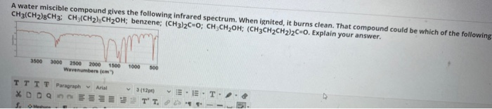 Solved A water miscible compound gives the following | Chegg.com
