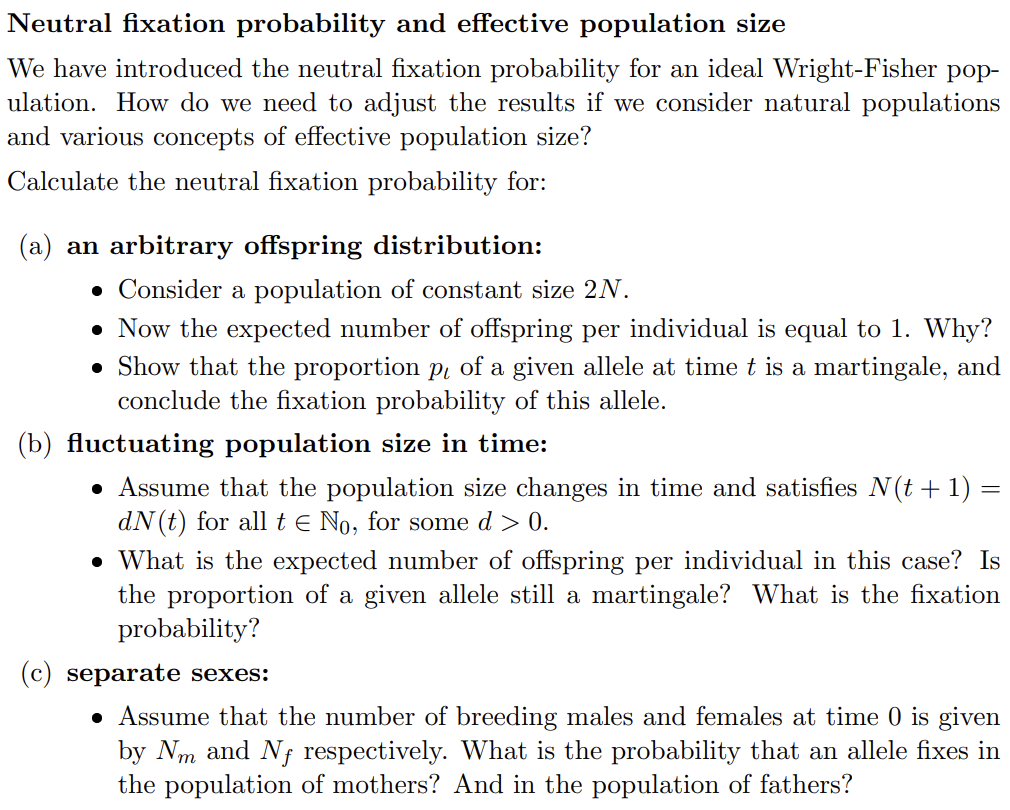 Solved Neutral fixation probability and effective population | Chegg.com