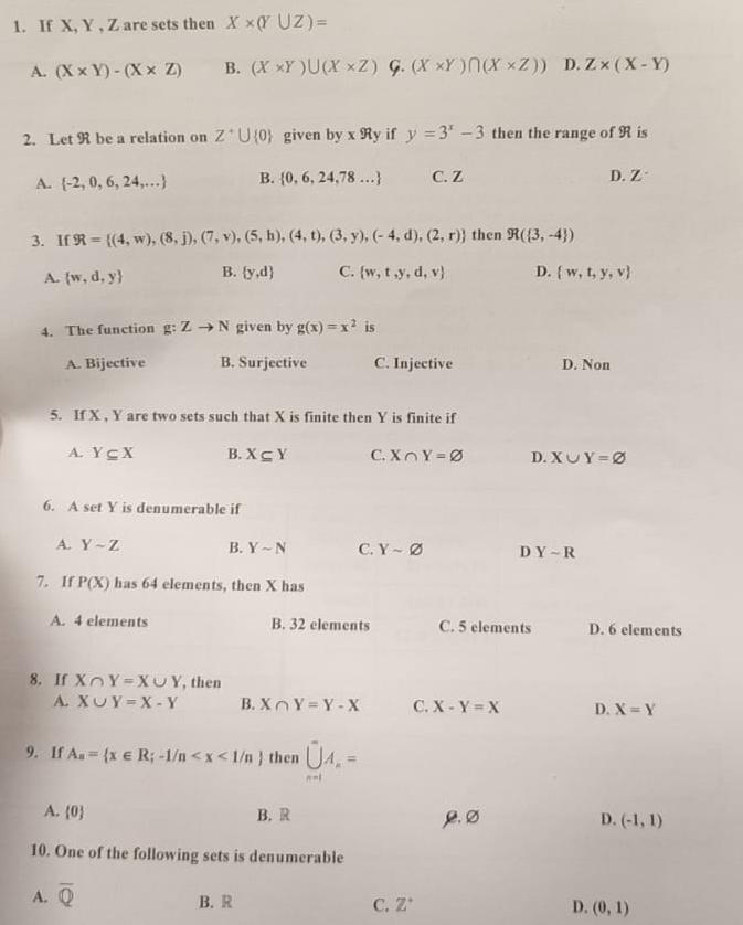 Solved If x,Y,Z ﻿are sets then | Chegg.com
