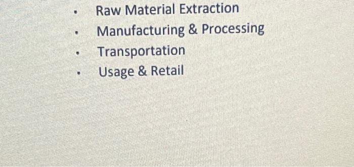 - Raw Material Extraction - Manufacturing \& | Chegg.com