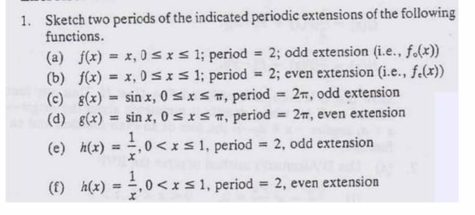 Solved 1. Sketch two periods of the indicated periodic | Chegg.com