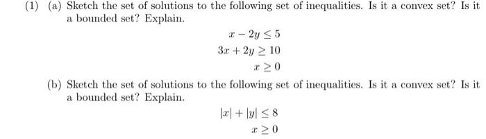 Solved (a) Sketch the set of solutions to the following set | Chegg.com