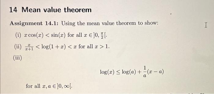 Solved 14 Mean value theorem Assignment 14.1: Using the mean | Chegg.com