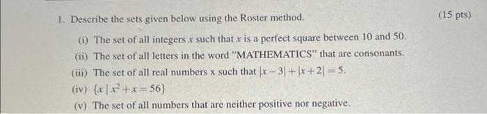Solved part 3 please1. Describe the sets given below using | Chegg.com