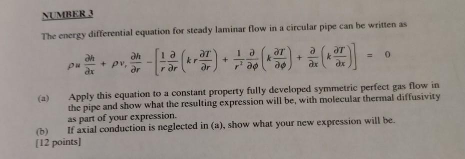 Solved The energy differential equation for steady laminar | Chegg.com
