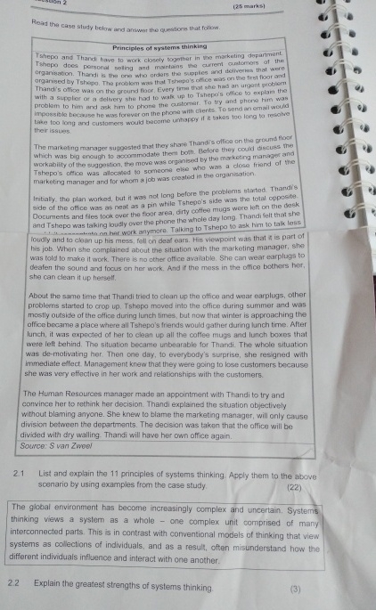 Solved (25 ﻿marks)Read the case study belor and answer the | Chegg.com
