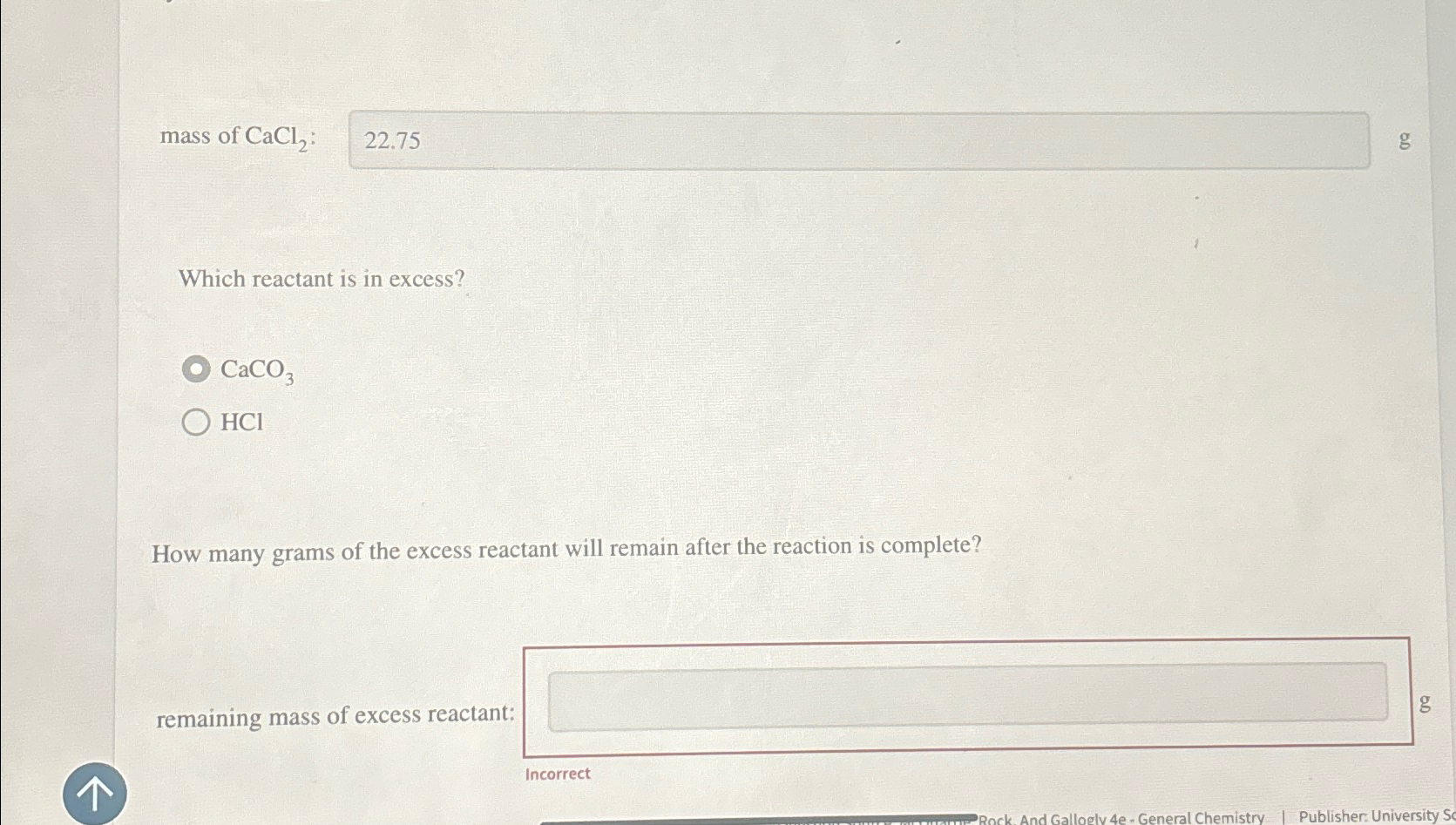 mass of CaCl2 ﻿:22.75gWhich reactant is in | Chegg.com
