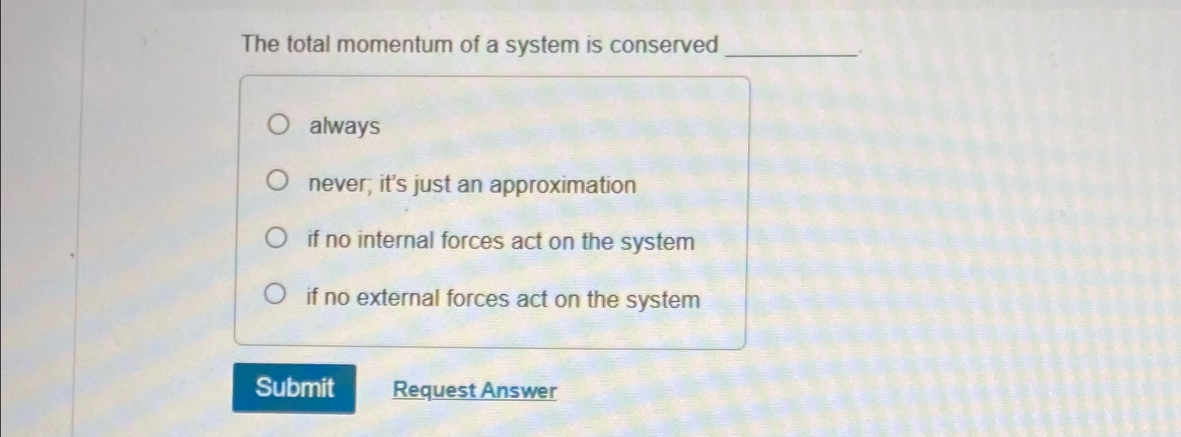 Solved The total momentum of a system is | Chegg.com