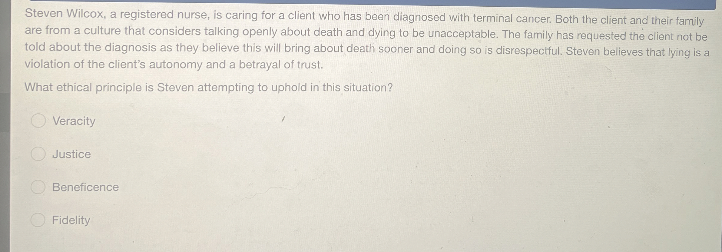 Solved Steven Wilcox, a registered nurse, is caring for a | Chegg.com