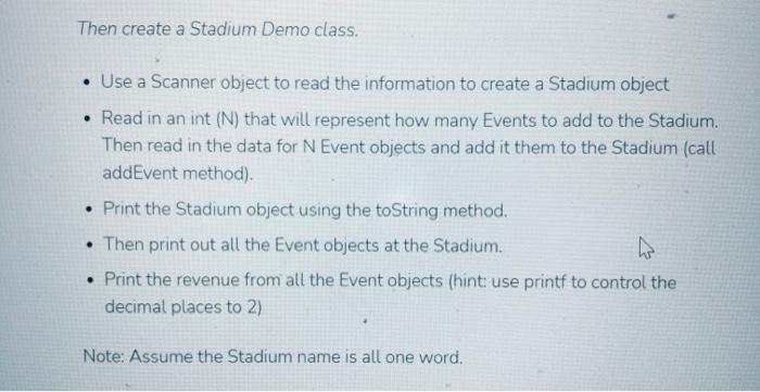 Solved Create a Stadium Class using the UML diagram below. | Chegg.com
