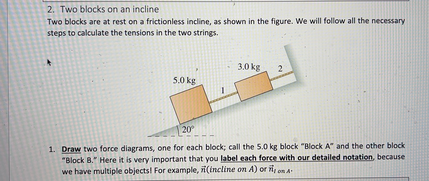 Solved Two blocks on an inclineTwo blocks are at rest on a | Chegg.com