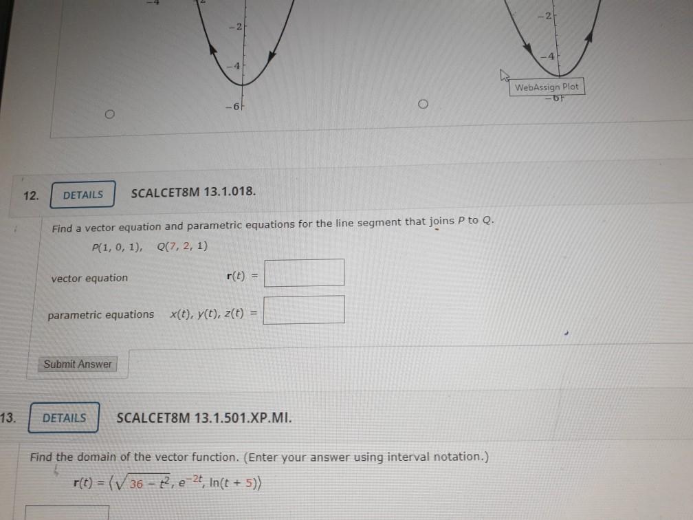 Solved WebAssign Plot -57 -61 12. DETAILS SCALCET8M | Chegg.com