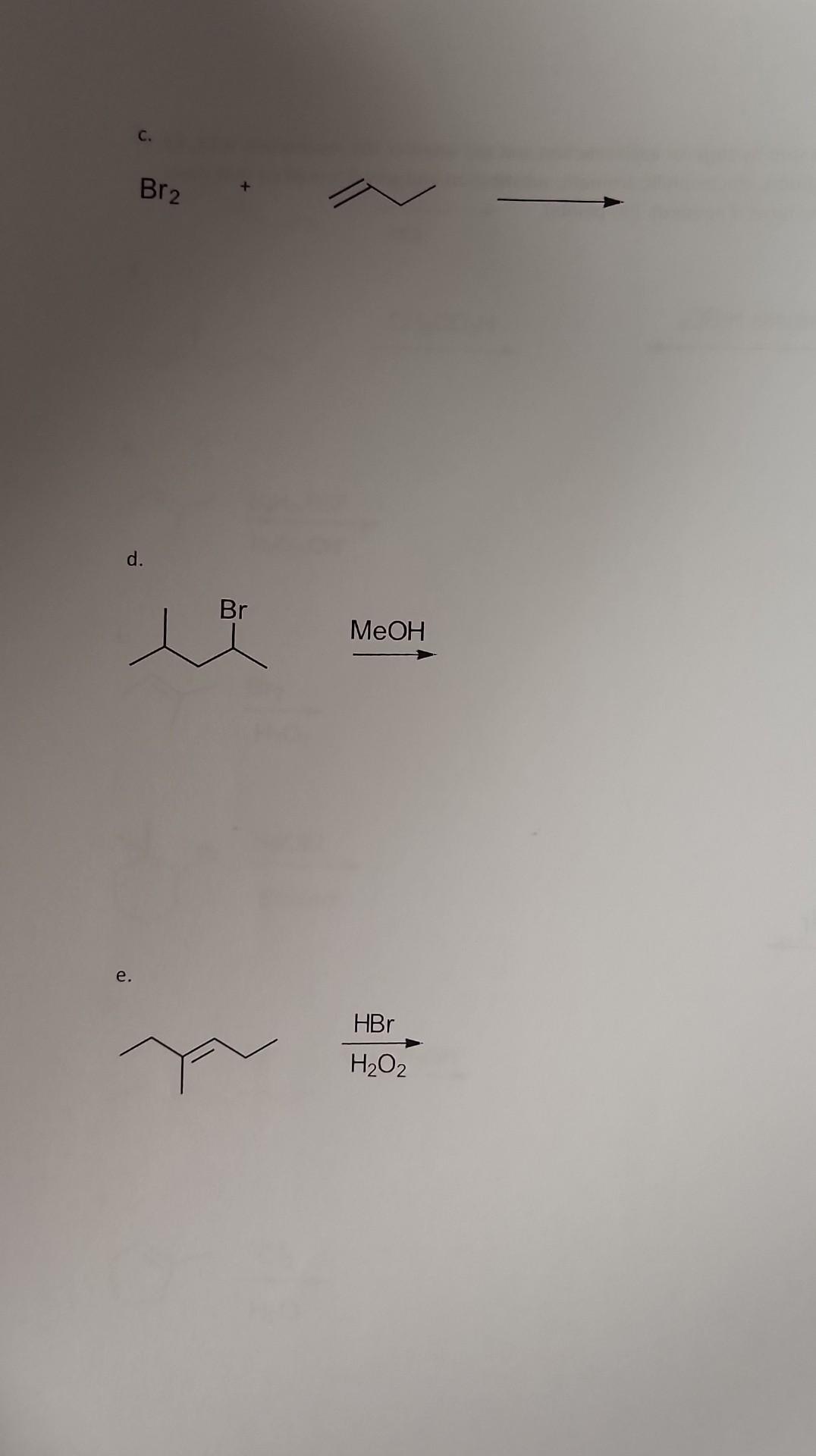 Solved f. Brz НСІ CH3CO3H h. B2H6, THF H2O2, OH Br2 H2O2 j. | Chegg.com