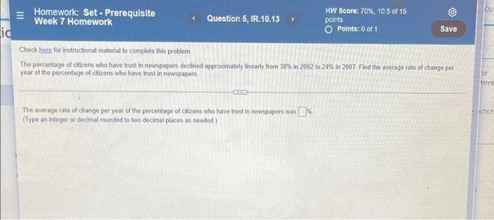 Solved Ou III Homework: Set - Prerequisite Week 7 Homework | Chegg.com