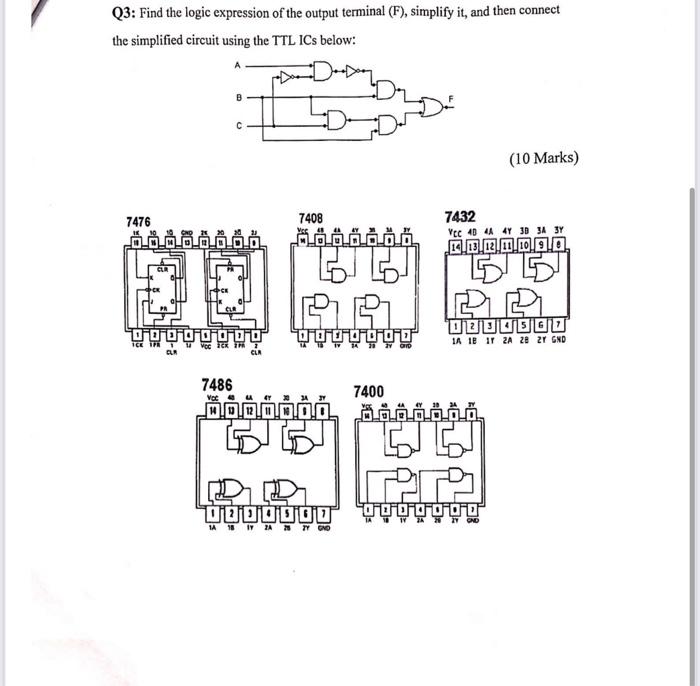 Solved Q3: Find the logic expression of the output terminal | Chegg.com