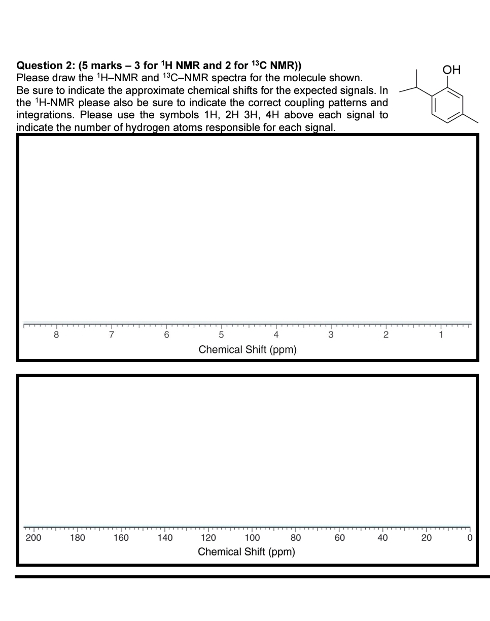Solved Question 2: (5 marks – 3 for 1H NMR and 2 for 13C | Chegg.com Solved Question 2: (5 marks – 3 for 1H NMR and 2 for 13C | Chegg.com