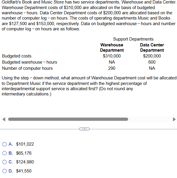 Goldfarb's Book and Music Store has two service | Chegg.com