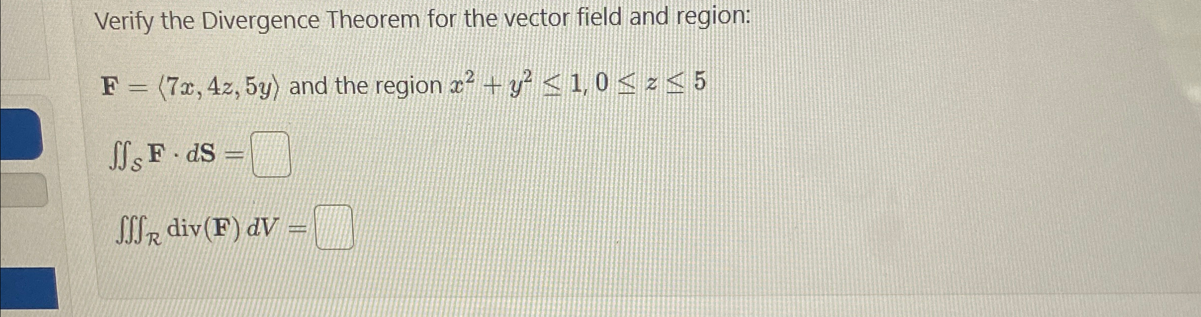 Solved Verify the Divergence Theorem for the vector field | Chegg.com