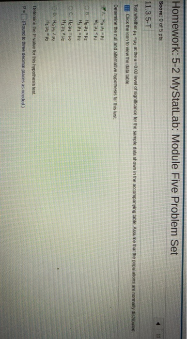 Solved Homework: 5-2 MyStatLab: Module Five Problem Set | Chegg.com