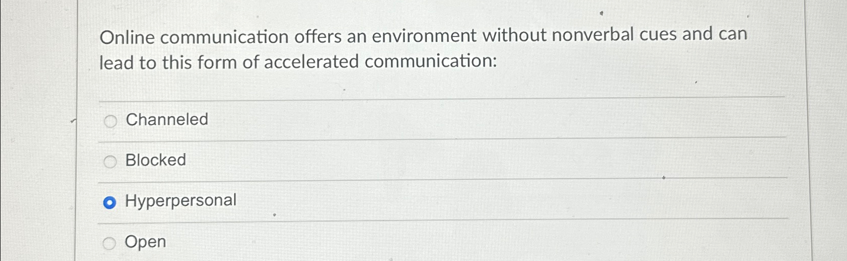 Solved Online communication offers an environment without | Chegg.com