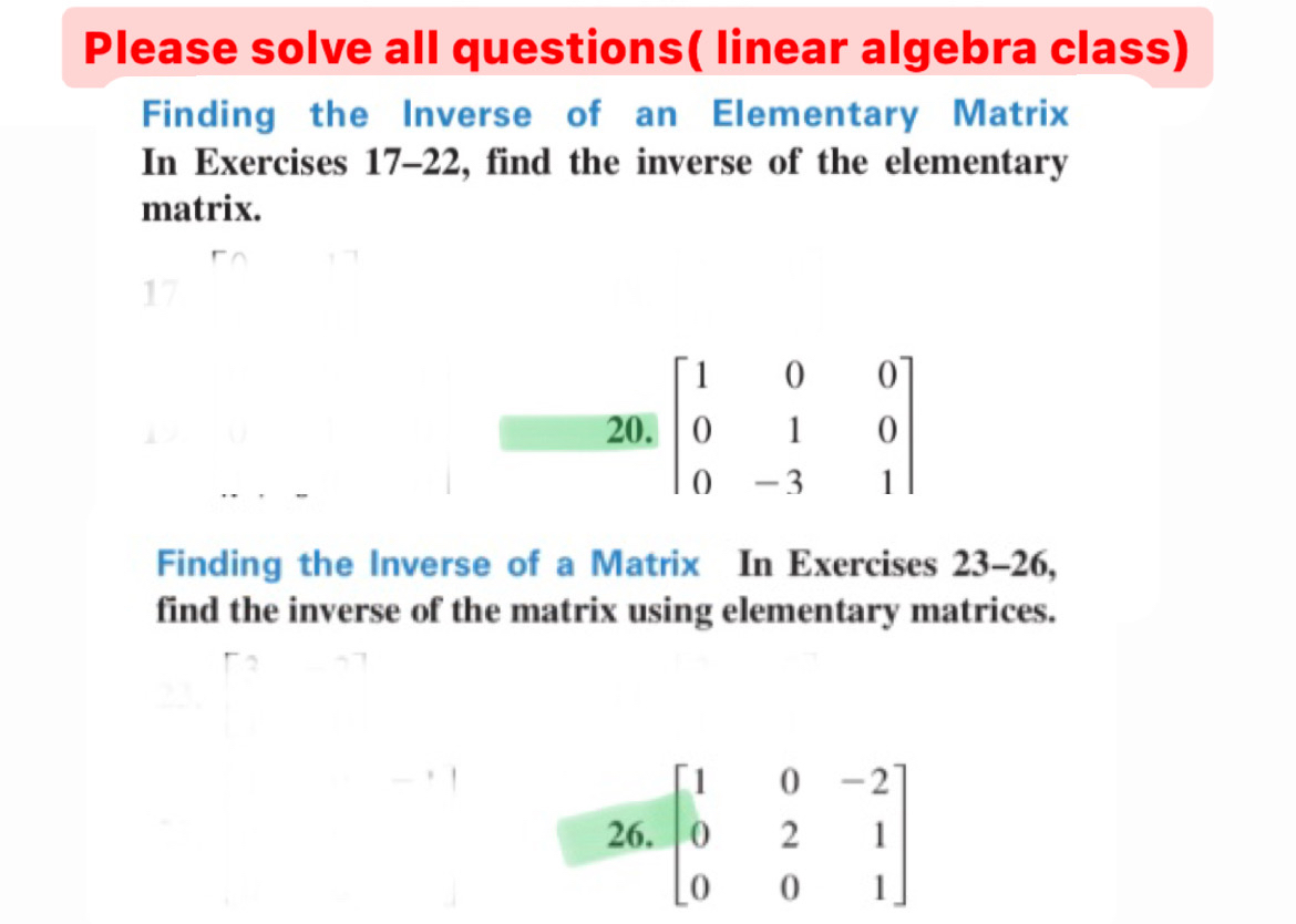 Solved Please solve all questions( ﻿linear algebra | Chegg.com