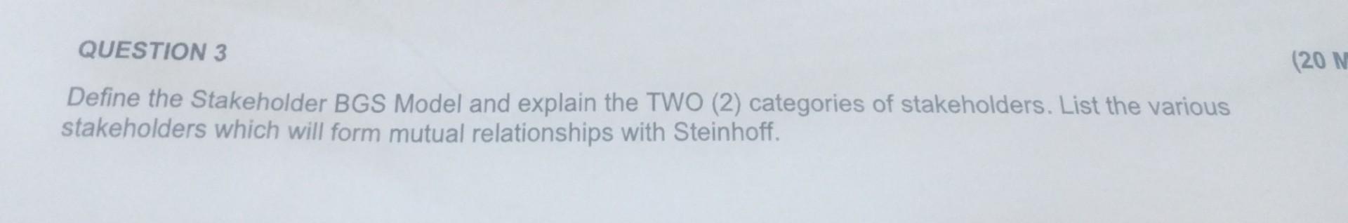 Solved Define the Stakeholder BGS Model and explain the TWO | Chegg.com
