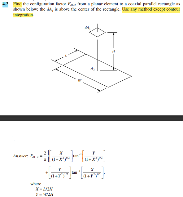 Solved 4.2 ﻿Find the configuration factor Fd1-2 ﻿from a | Chegg.com