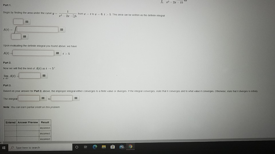 Solved Problem 8. (1 point) Improper Integrals - Integrating | Chegg.com