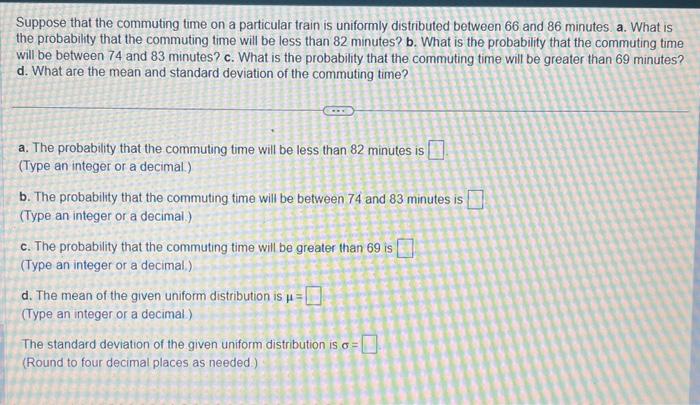 Solved Suppose that the commuting time on a particular train | Chegg.com