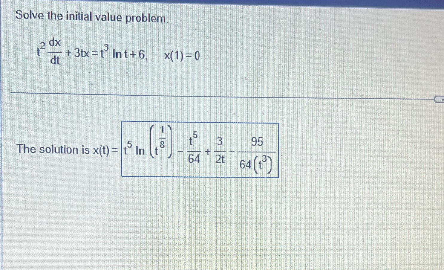 Solved Solve the initial value | Chegg.com