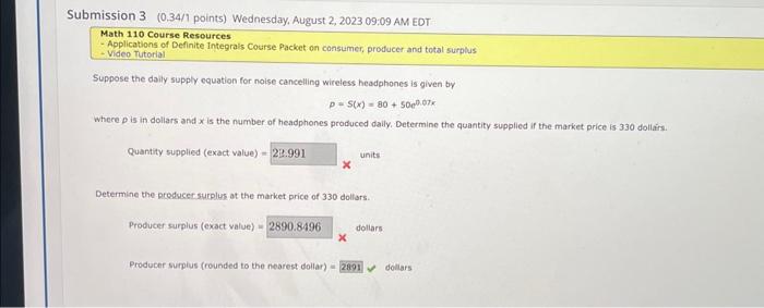 Solved Submission 3 (0,34/1 points) Wednesday, August 2, | Chegg.com Solved Submission 3 (0,34/1 points) Wednesday, August 2, | Chegg.com