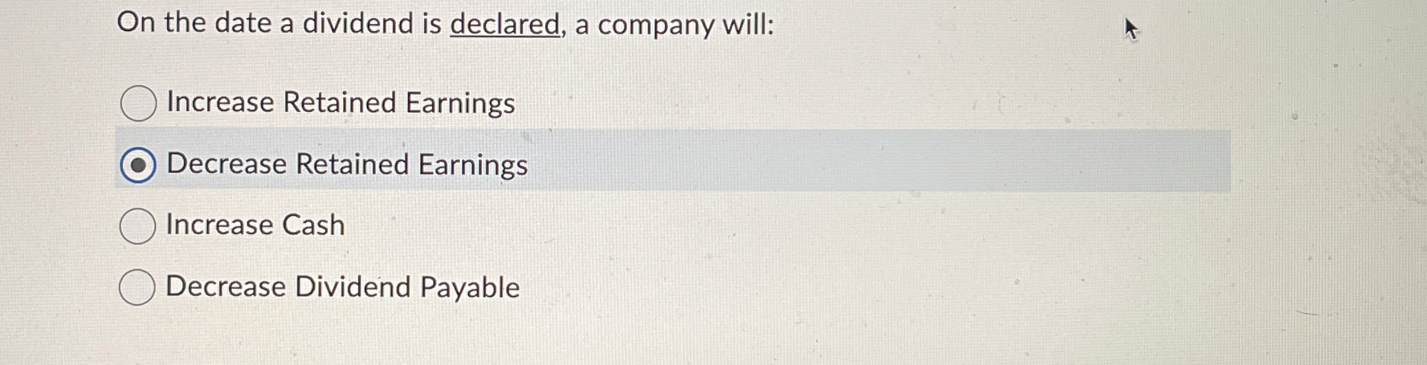 Solved On the date a dividend is declared, a company | Chegg.com