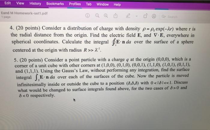 Solved 4. (20 points) Consider a distribution of charge with | Chegg.com