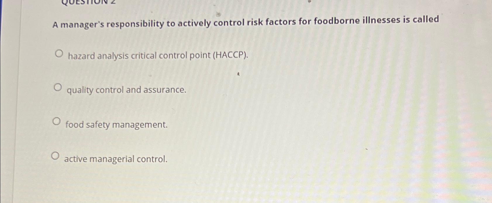 Solved A manager's responsibility to actively control risk | Chegg.com