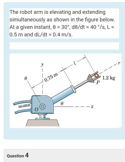 The robot arm is elevating and extending | Chegg.com