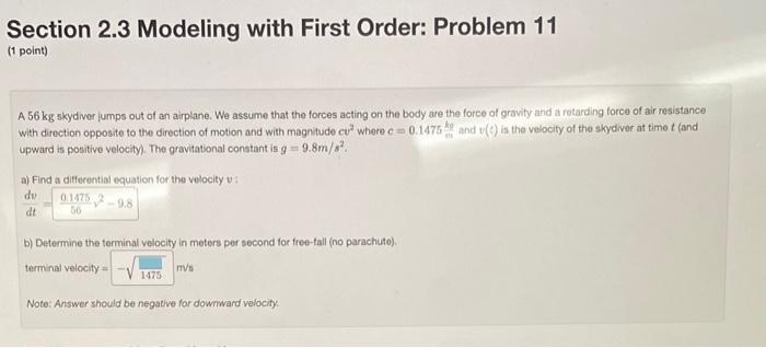Solved Section 2 3 Modeling With First Order Problem 11 1