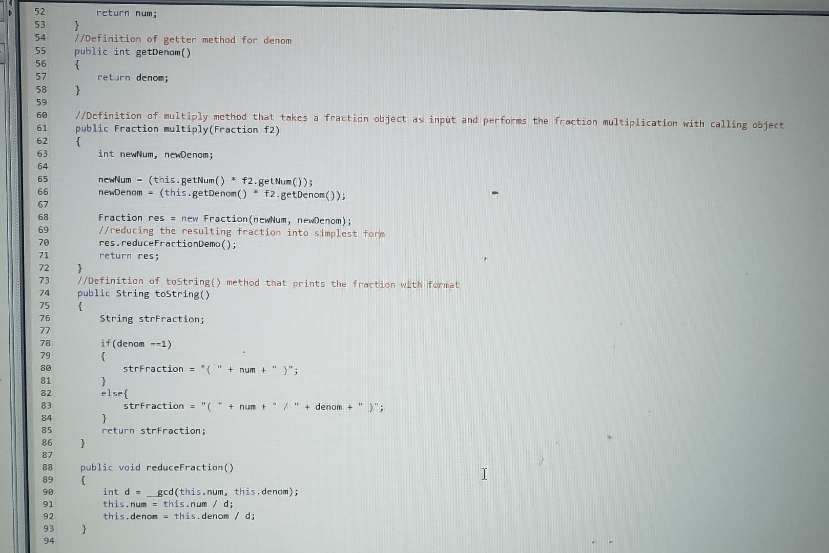 The Fraction class definition accurately reflects the | Chegg.com