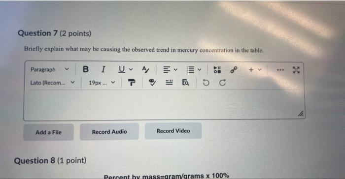 Solved Question 5 (1 point) What is the mass of mercury | Chegg.com