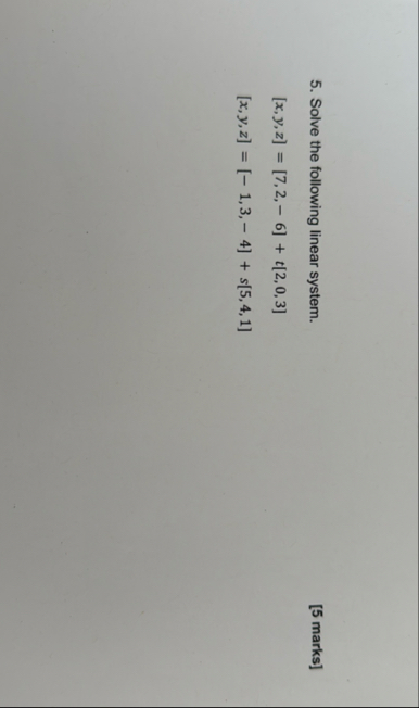 Solved Solve the following linear system.[5 | Chegg.com