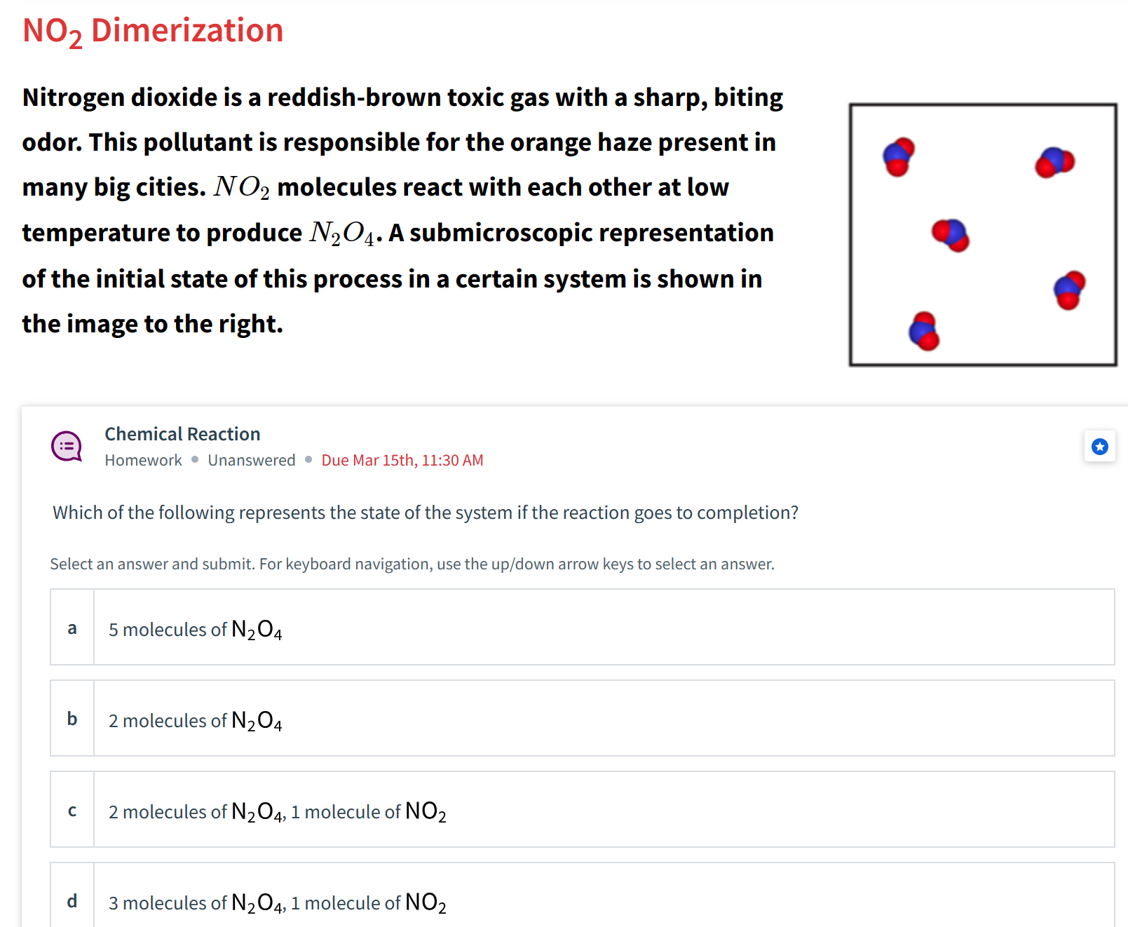 Solved NO2 ﻿DimerizationNitrogen dioxide is a reddish-brown | Chegg.com