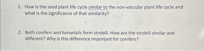 Solved 1 How Is The Seed Plant Life Cycle Similar To The 4527