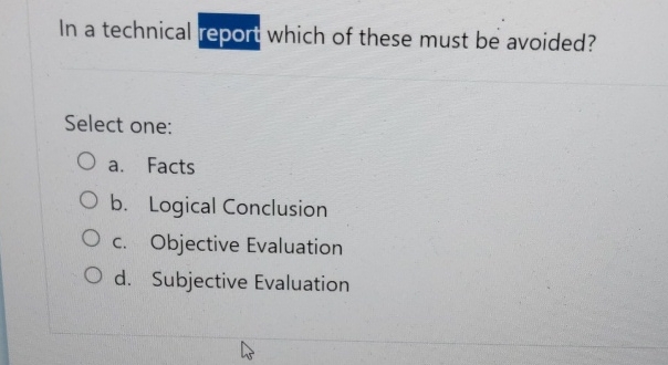 Solved In a technical report which of these must be | Chegg.com