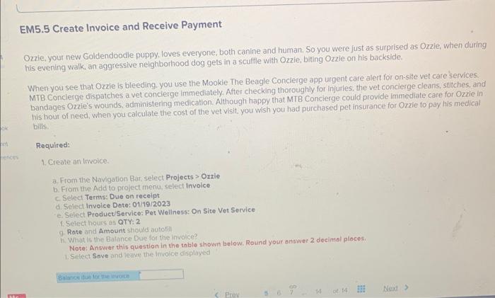 M5.5 Create Invoice and Receive Payment Ozzie, your | Chegg.com