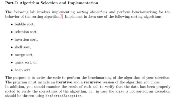 Solved Part I Algorithm Selection And Implementation The