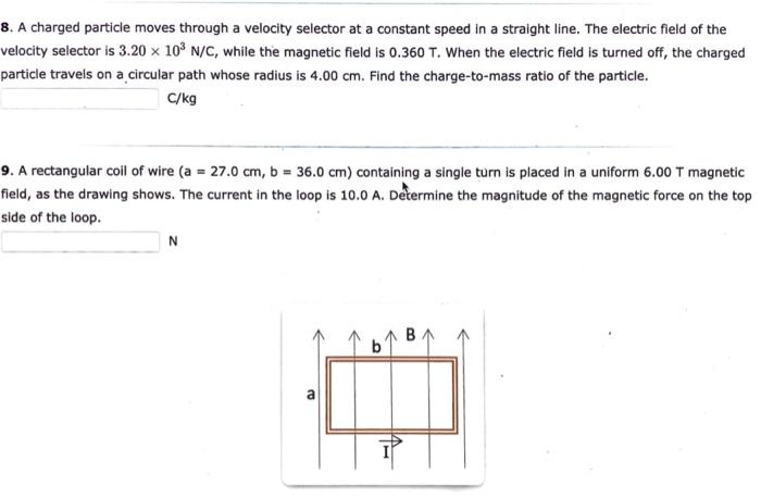 Solved 8. A charged particle moves through a velocity | Chegg.com