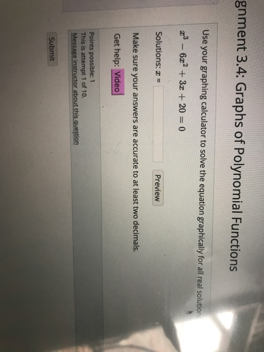 Solved ignment 3.4: Graphs of Polynomial Functions Given the | Chegg.com